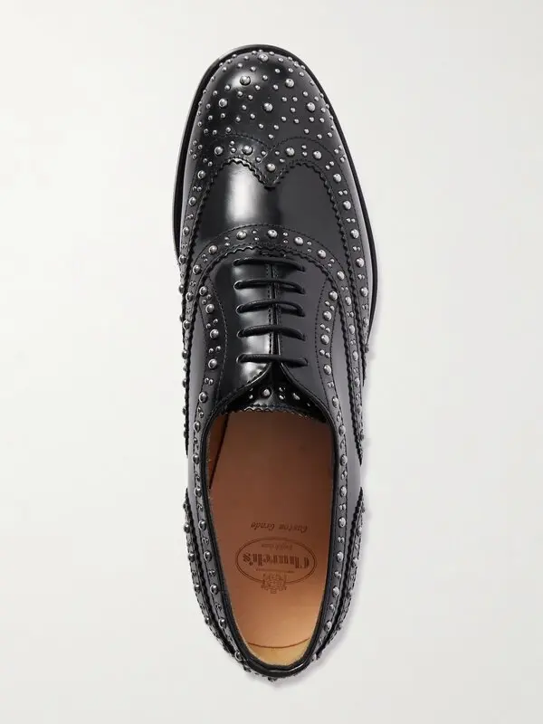 Church's Burwood Met Studded Glossed-leather Brogues