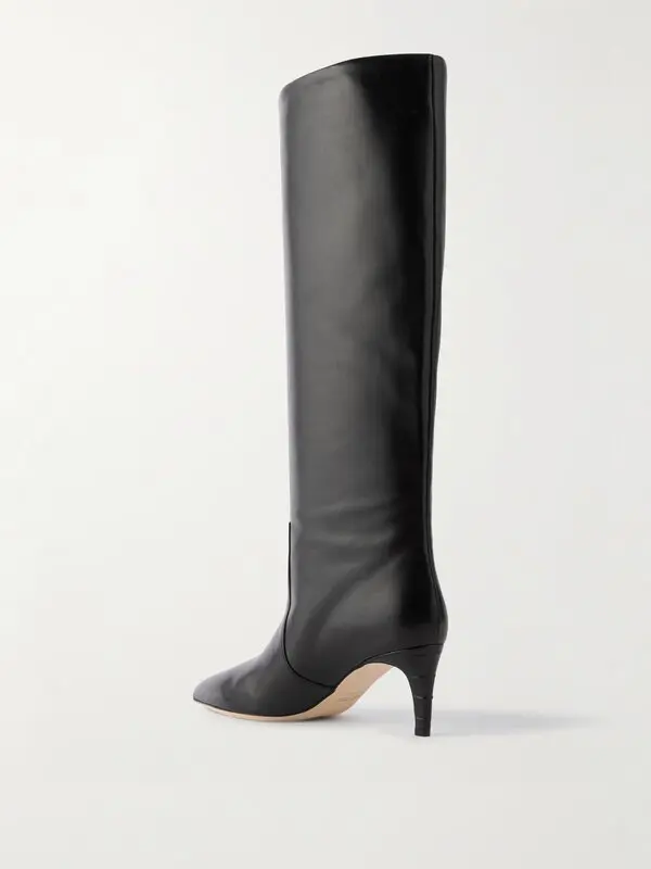 Paris Texas Stiletto 60 Croc-effect Trimmed Leather Knee Boots - Black
