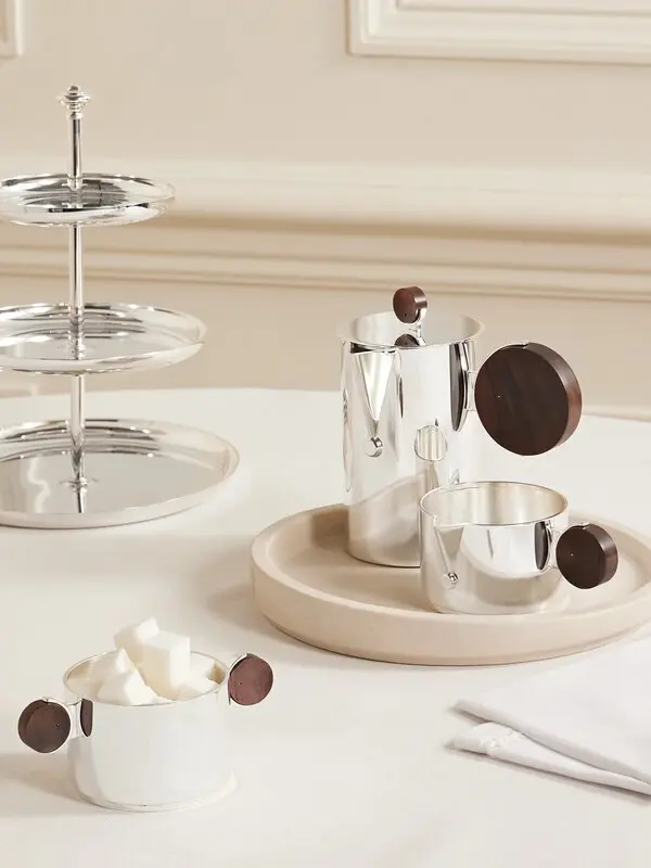 Christofle Gigogne -plated And Wood Coffee Pot