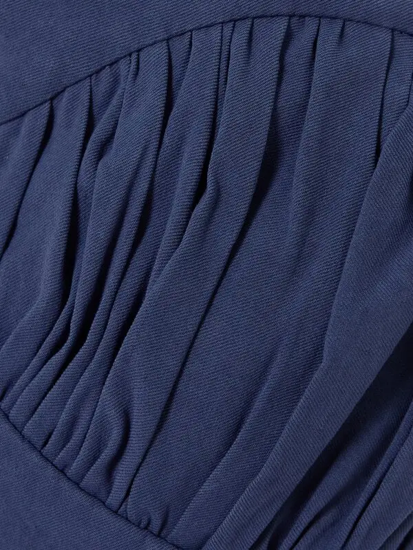 Tove Ruby Gathered Linen-blend Twill Peplum Bustier Top