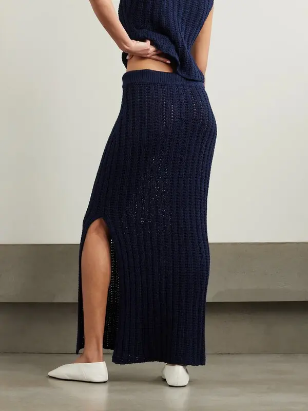THE ELDER STATESMAN Reef Open-knit Cotton Maxi Skirt