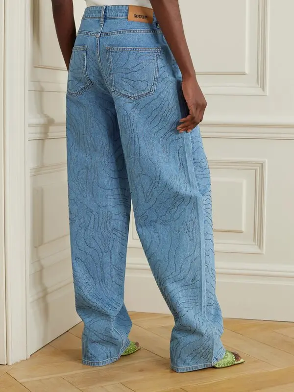 ROTATE BY BIRGER CHRISTENSEN Embellished Organic Denim Boyfriend Jeans