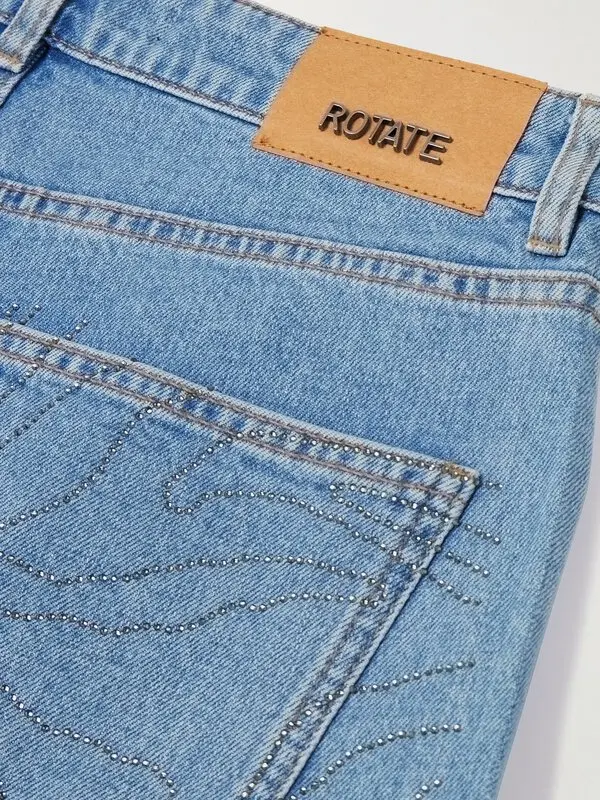 ROTATE BY BIRGER CHRISTENSEN Embellished Organic Denim Boyfriend Jeans