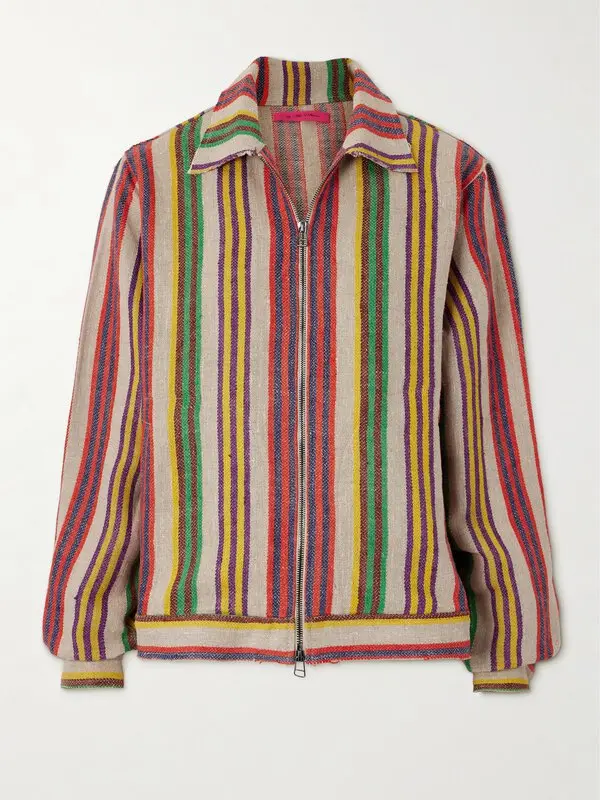 THE ELDER STATESMAN Coastal Decon Striped Linen-jacquard Jacket - Multi