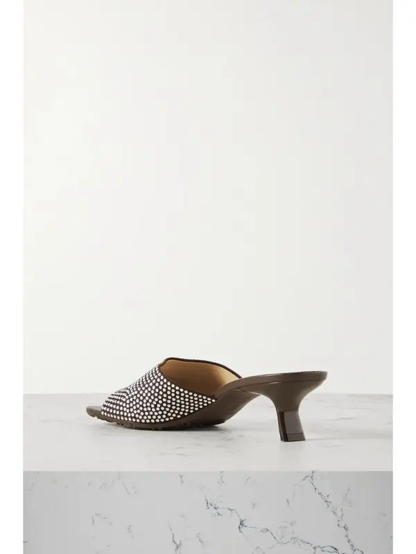 Loewe Petal Crystal-embellished Suede Mules - Brown
