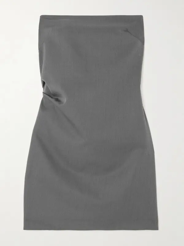 ST. AGNI Strapless Cutout Wool-blend Twill Mini Dress