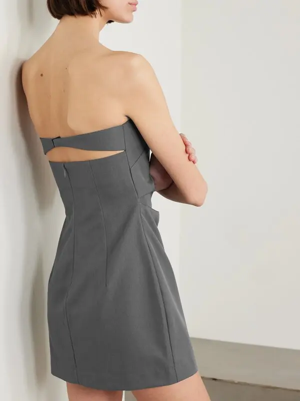ST. AGNI Strapless Cutout Wool-blend Twill Mini Dress