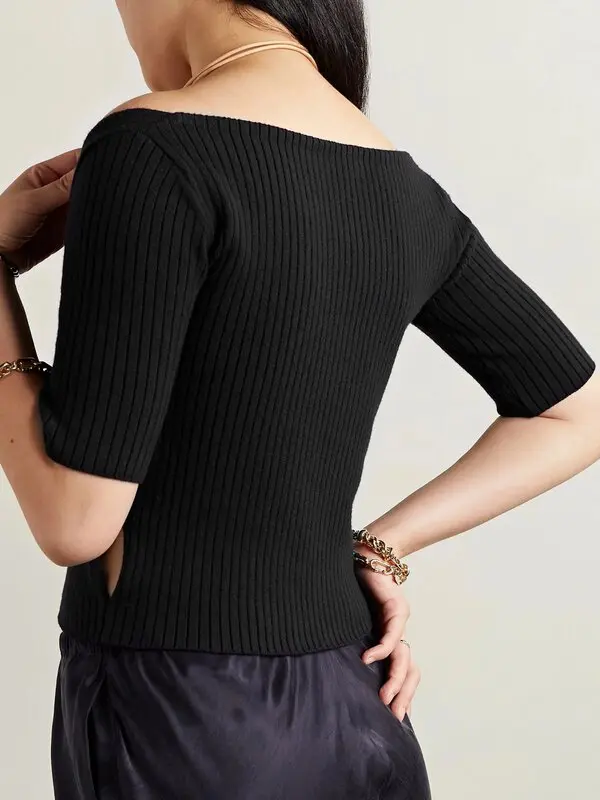 THE ROW Grais Cropped Ribbed Wool Top