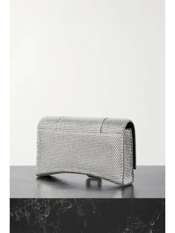Balenciaga Hourglass Crystal-embellished Suede Shoulder Bag