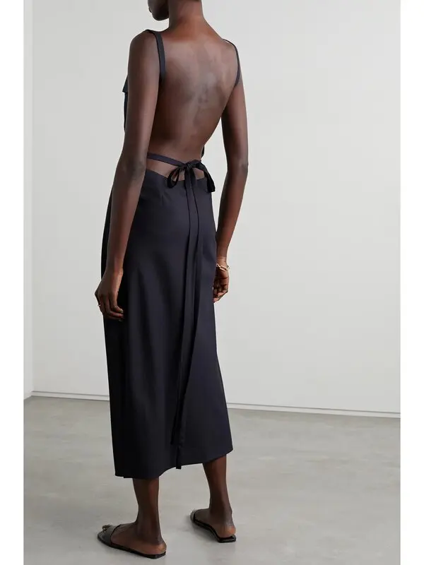 THE ROW Berna Draped Wool Midi Dress