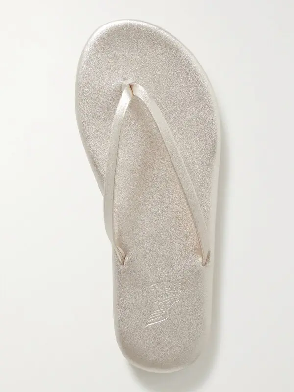 ANCIENT GREEK SANDALS Saionara Metallic Leather Flip Flops - Gold