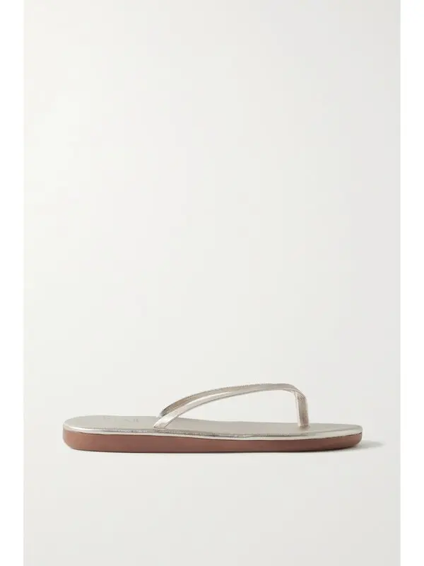 ANCIENT GREEK SANDALS Saionara Metallic Leather Flip Flops - Gold
