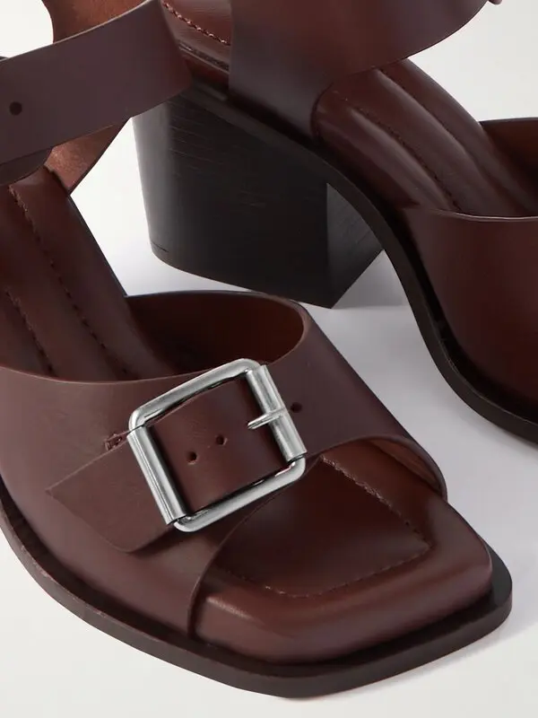 LEMAIRE Chocolate Fondant Leather Sandals - Brown