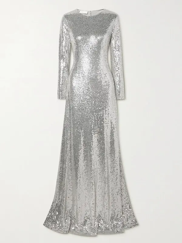 Michael Kors Sequined Long Sleeve Gown