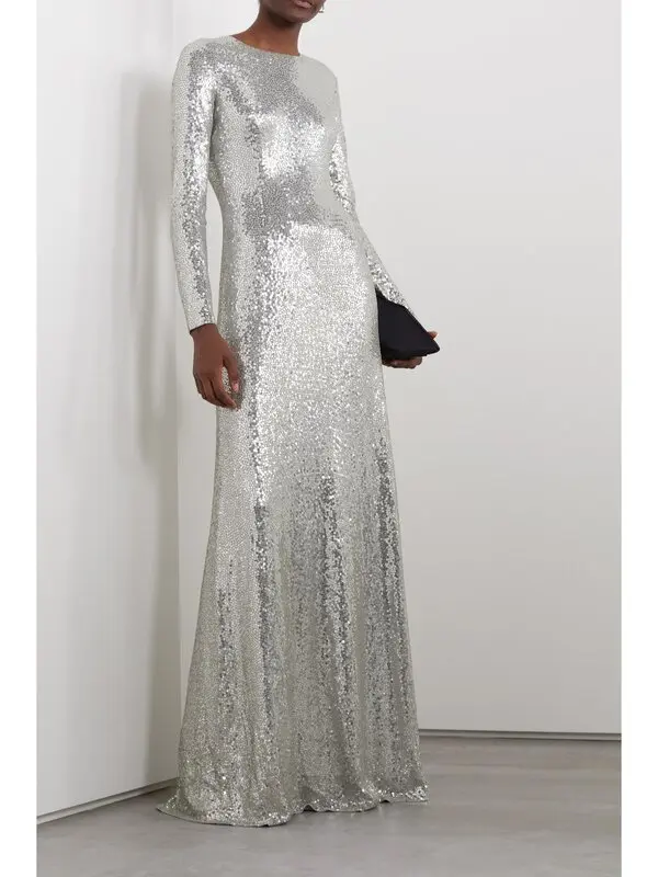 Michael Kors Sequined Long Sleeve Gown