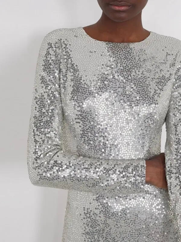 Michael Kors Sequined Long Sleeve Gown