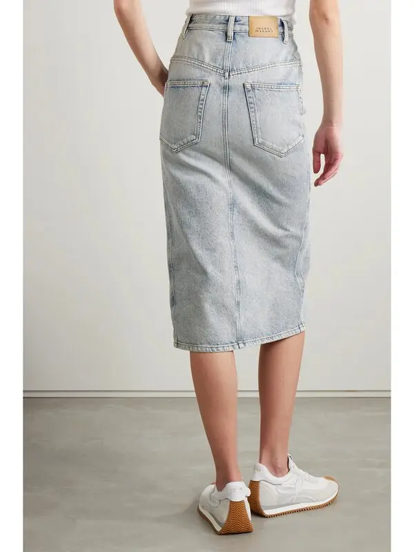 MARANT ETOILE Vandy Paneled Denim Midi Skirt