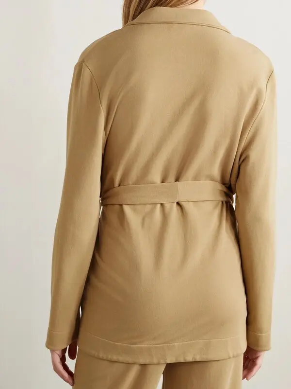 Skin Elenora Belted Organic Cotton-terry Cardigan
