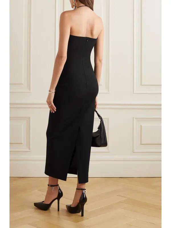 Givenchy Grain De Poudre Stretch Wool-blend Halterneck Midi Dress