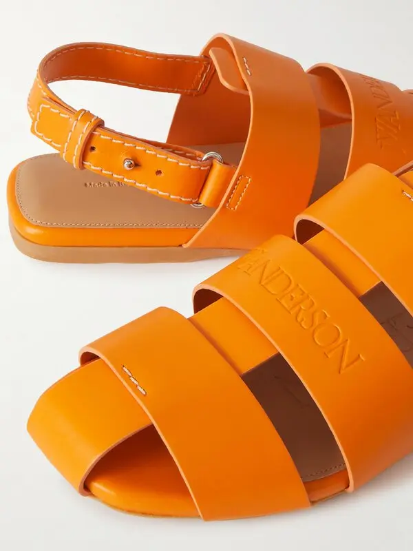 JW Anderson Fisherman Embossed Leather Sandals - Orange
