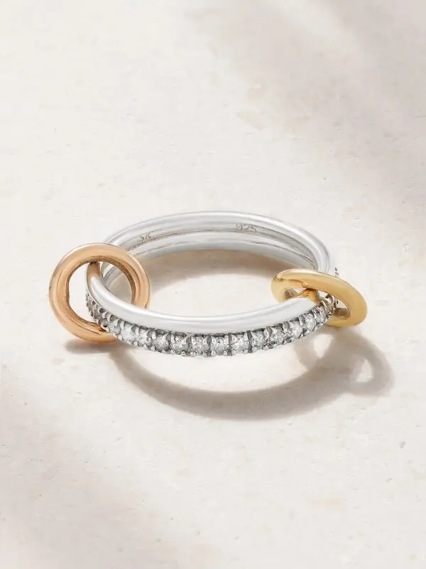 SPINELLI KILCOLLIN Marigold Set Of Two Sterling And 18k Gold Diamond Rings - Silver