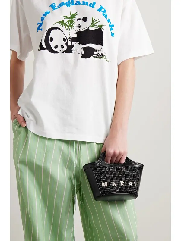 Marni Tropicalia Micro Leather And Embroidered Raffia-like Tote