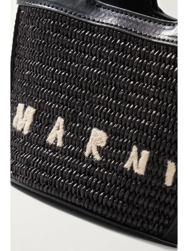 Marni Tropicalia Micro Leather And Embroidered Raffia-like Tote