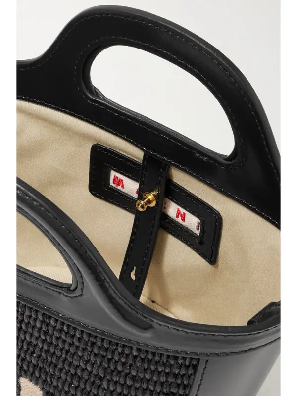 Marni Tropicalia Micro Leather And Embroidered Raffia-like Tote
