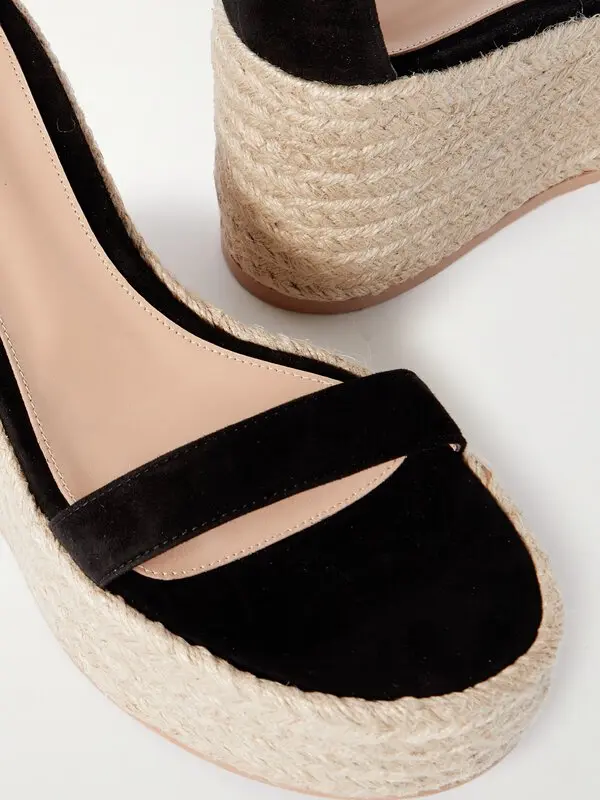 GIANVITO ROSSI 45 Suede Espadrille Wedge Sandals