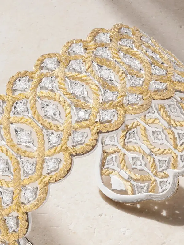 Buccellati Toilée 18-karat Yellow And White Diamond Cuff