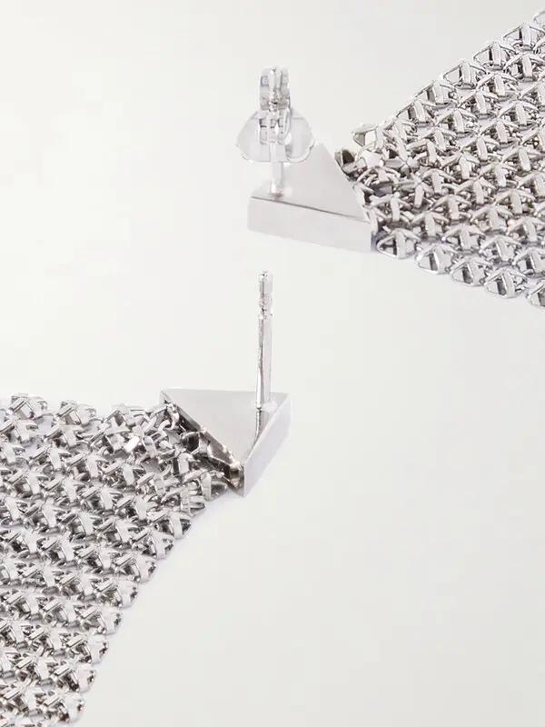 Rabanne Pixel Flow Chainmail Drop Earrings - Silver