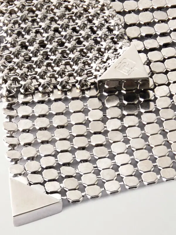 Rabanne Pixel Flow Chainmail Drop Earrings - Silver