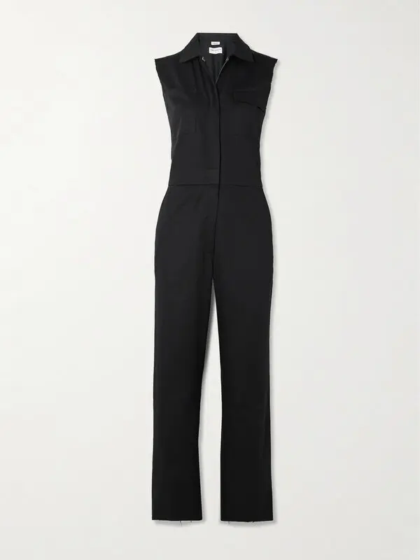 RIVET UTILITY Sleeveless Frayed Cotton-blend Twill Jumpsuit