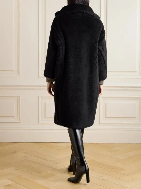 Max Mara Tedgirl Double-breasted Alpaca, Wool And Silk-blend Coat - Black
