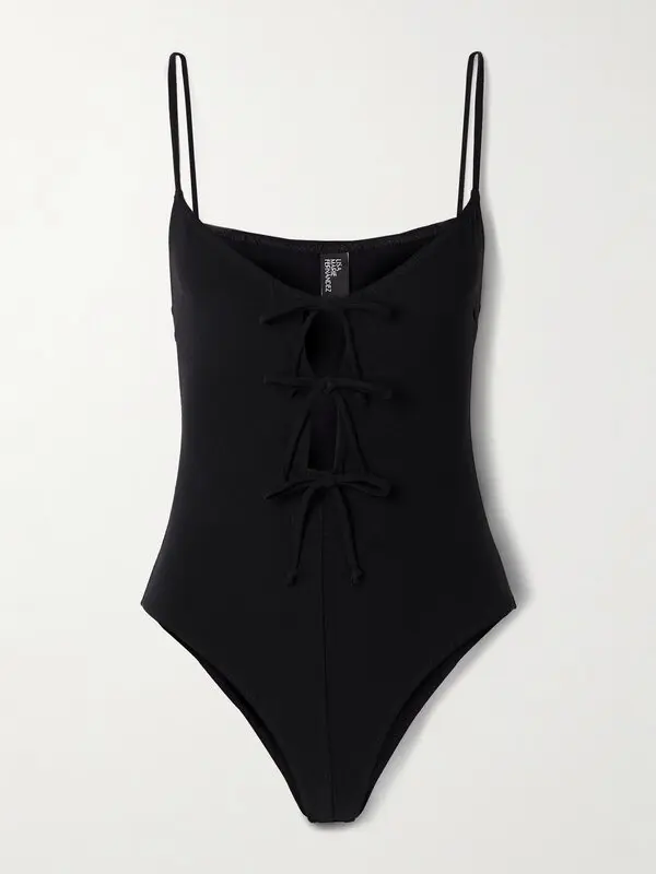 Lisa Marie Fernandez Tie-detailed Crepe Swimsuit - Black