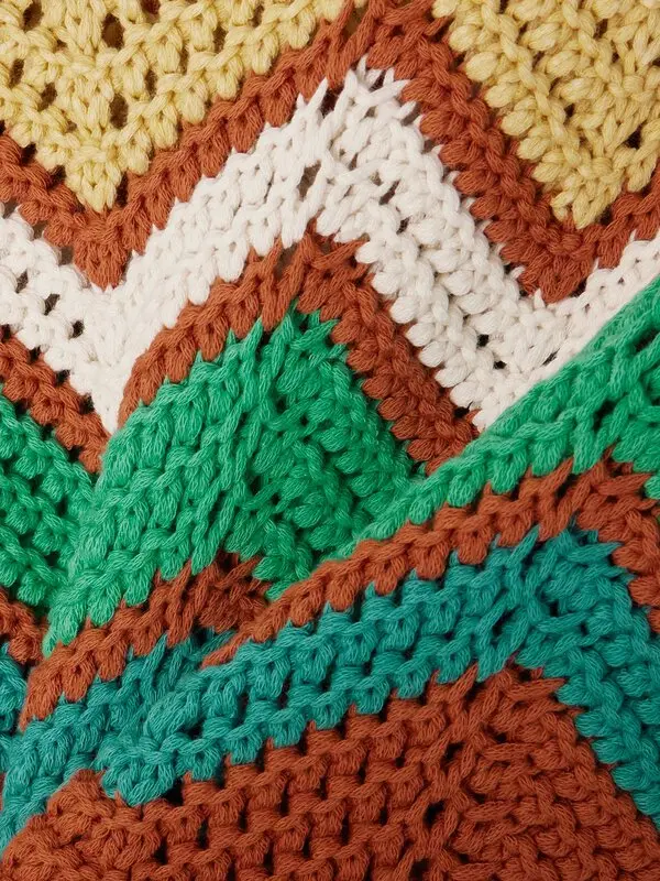 Alanui Kaleidoscopic Chevron Crocheted Cotton-blend Sweater