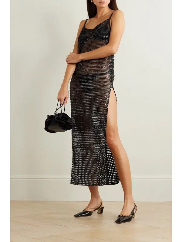 BODE Open-back Sequined Mesh Midi Dress