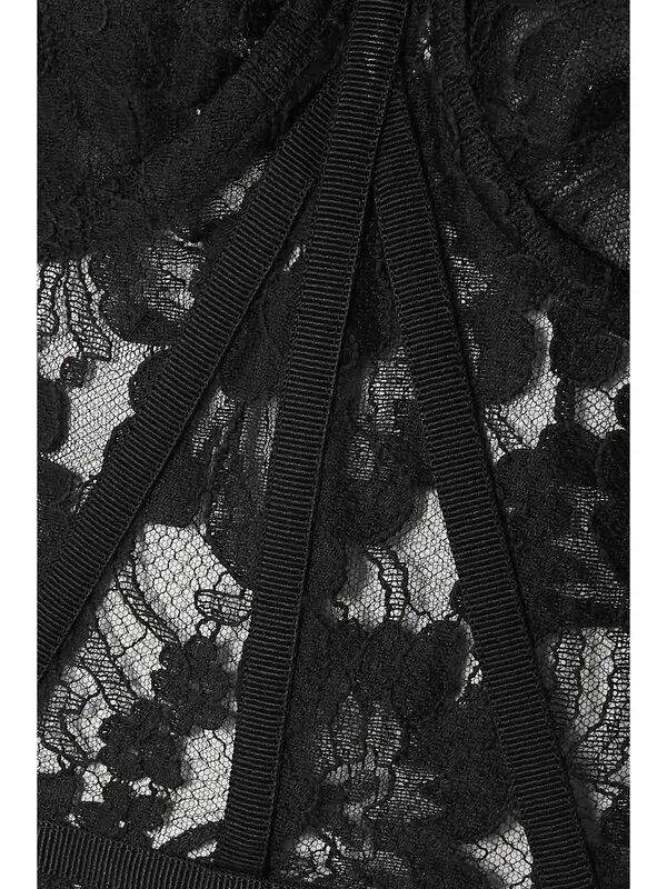 Dolce & Gabbana Grosgrain-trimmed Lace Bustier Top - Black