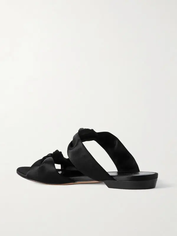 Le Monde Beryl Le Monde Beryle Knot Flat Satin Sandals - Black