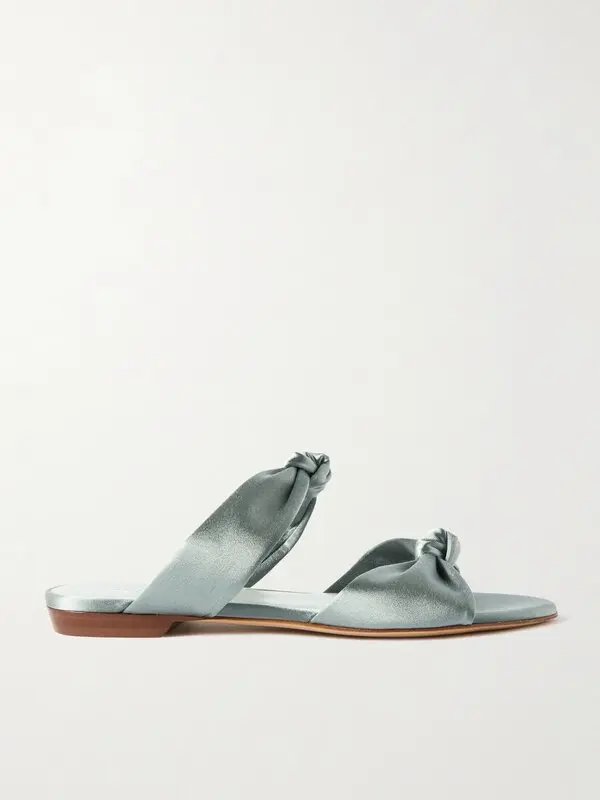 Le Monde Beryl Knot Flat Satin Sandals - Silver