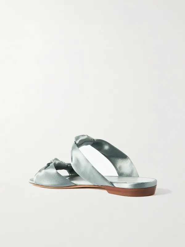 Le Monde Beryl Knot Flat Satin Sandals - Silver