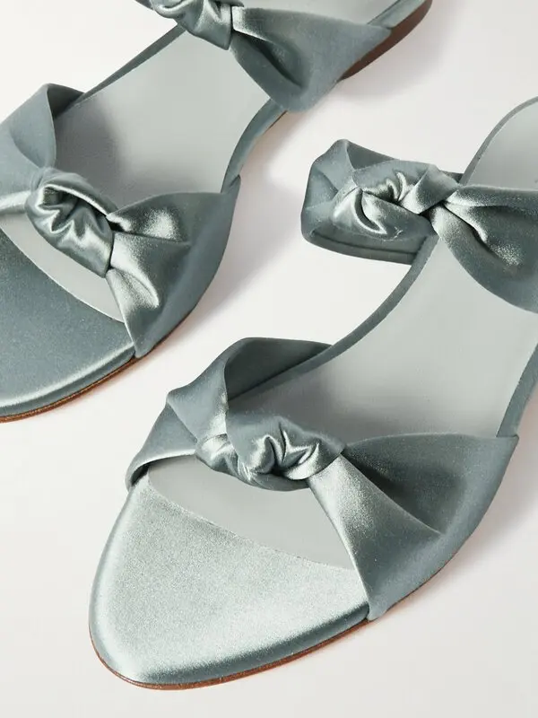Le Monde Beryl Knot Flat Satin Sandals - Silver