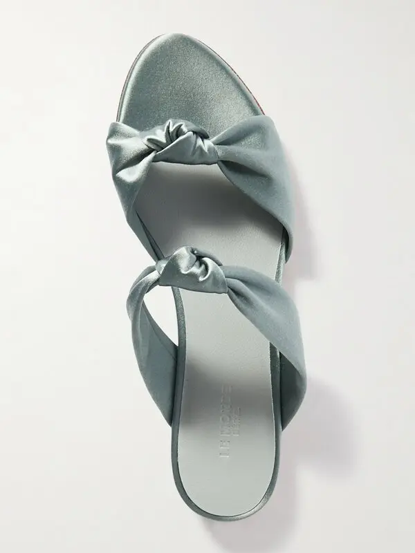 Le Monde Beryl Knot Flat Satin Sandals - Silver