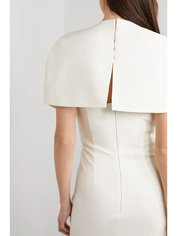 Safiyaa Flora Cape-effect Crepe Midi Dress