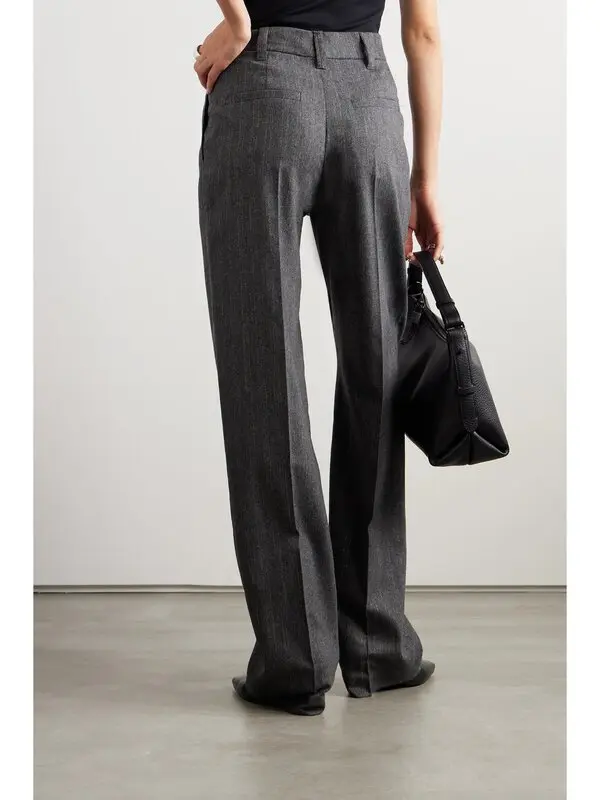 Brunello Cucinelli Striped Wool-blend Pleated Wide-leg Trousers