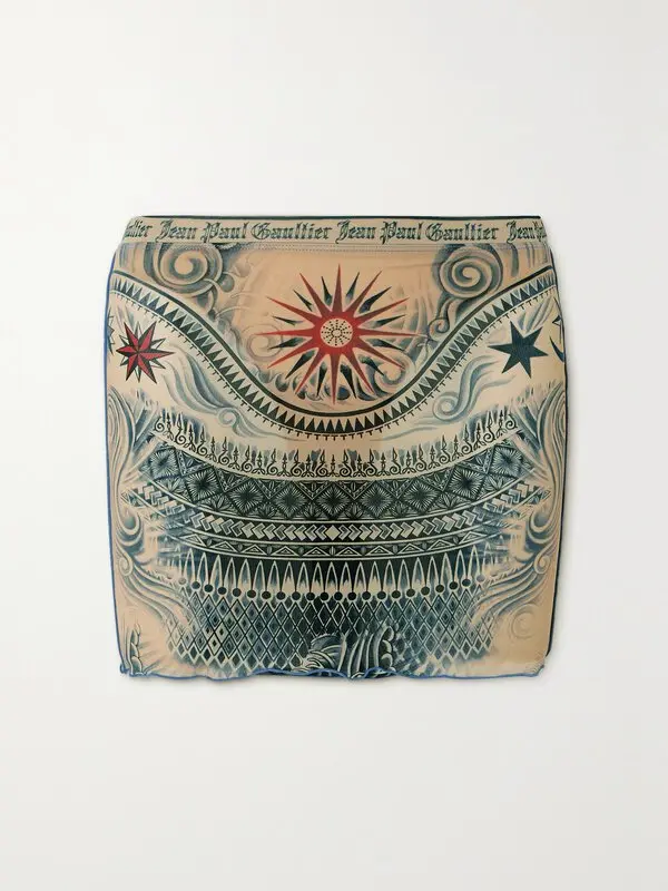 JEAN PAUL GAULTIER Printed Stretch-jersey Mini Skirt