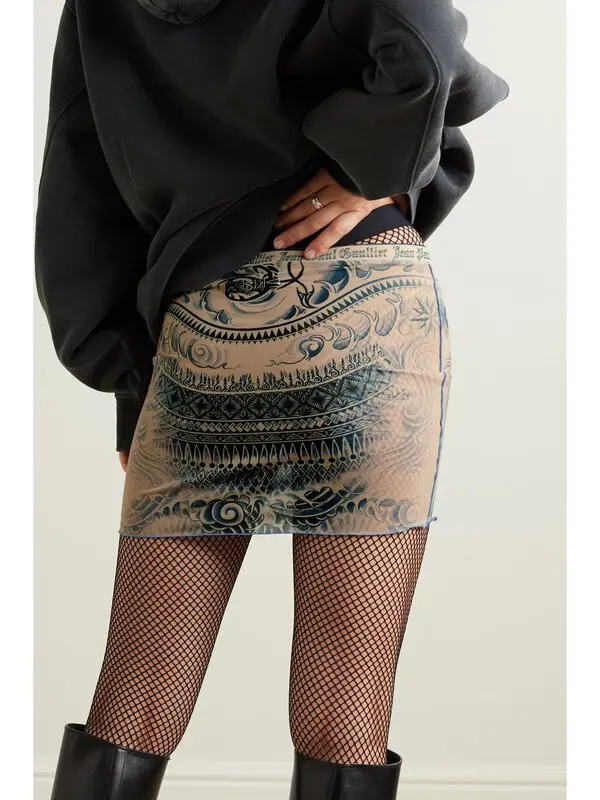 JEAN PAUL GAULTIER Printed Stretch-jersey Mini Skirt