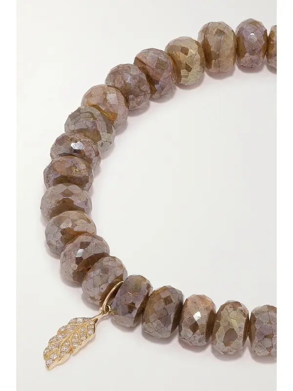 SYDNEY EVAN 14kt Gold, Labradorite And Diamond Feather Bracelet