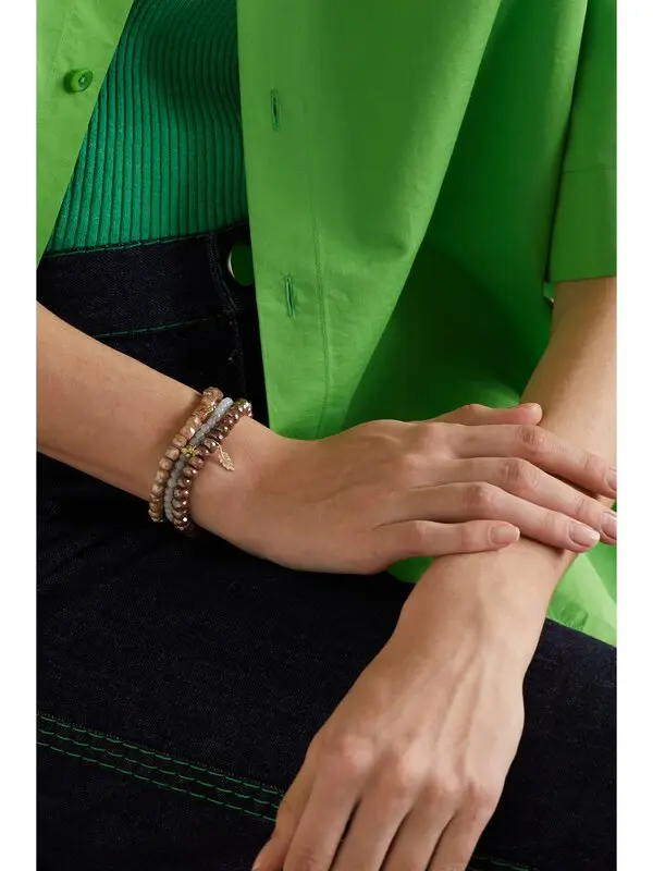 SYDNEY EVAN 14kt Gold, Labradorite And Diamond Feather Bracelet