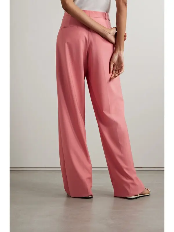 Another Tomorrow Pleated Wool Wide-leg Trousers